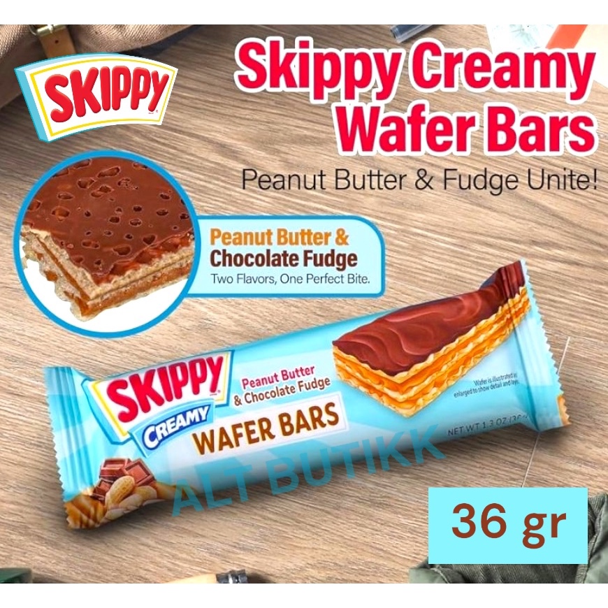 Jual SKIPPY WAFER BARS 36 GR | CREAMY PEANUT BUTTER & CHOCOLATE FUDGE ...