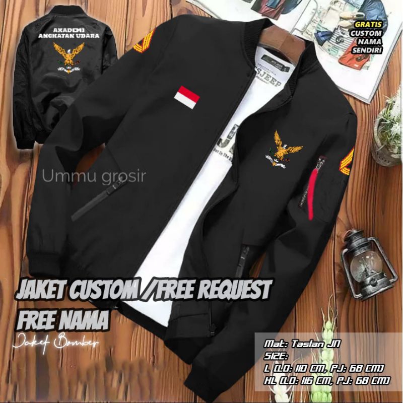 Jual JAKET AKADEMI ANGKATAN UDARA MODEL BOMBER FREE REQUEST NAMA ...