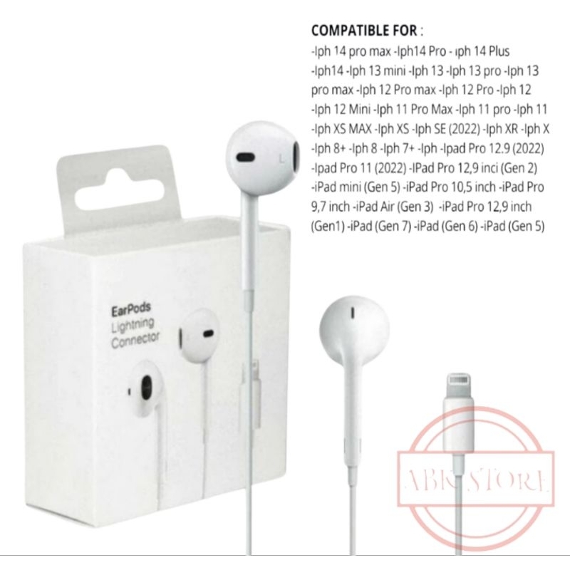 Jual Handsfree Headset EarPhone EarPod Lightning iPh / iPd | Shopee ...