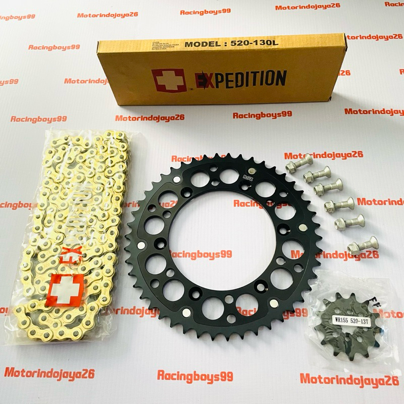 Jual GEAR SET WR 155 ROZ 520 BLACK RANTAI GOLD EXPEDITION | Shopee ...