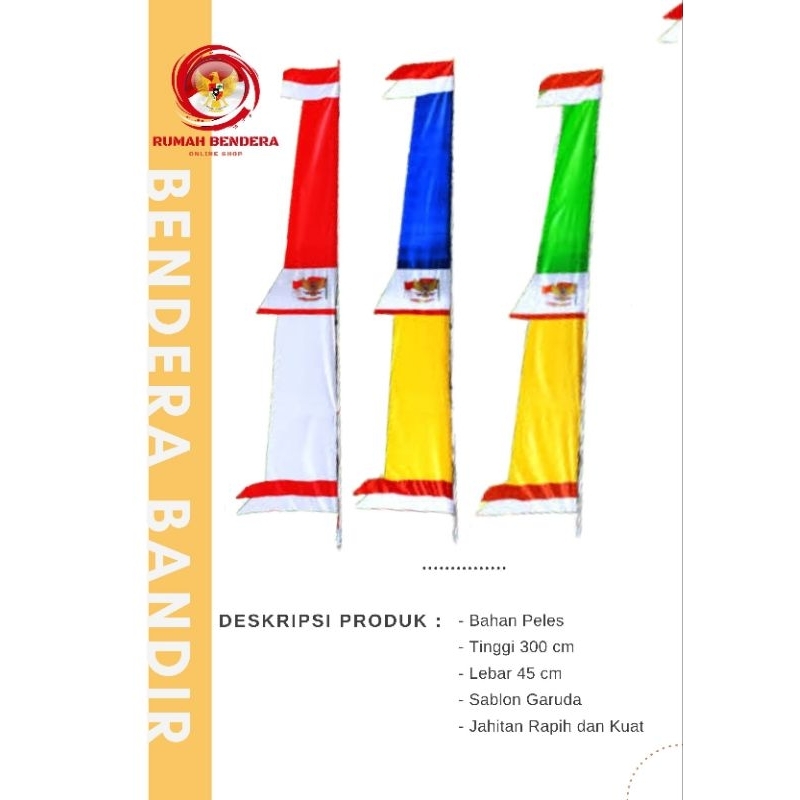 Jual BENDERA BANDIR MERAH PUTIH / BENDERA BANDIR WARNA / BENDERA PANJANG SABLON GARUDA/ UMBUL ...