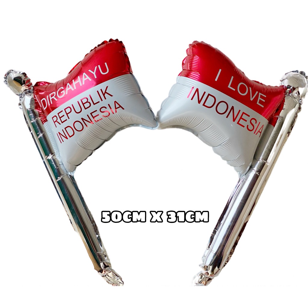 Jual Balon Foil Bendera Love Bulat Stik Panjang Bando Dirgahayu HUT RI ...