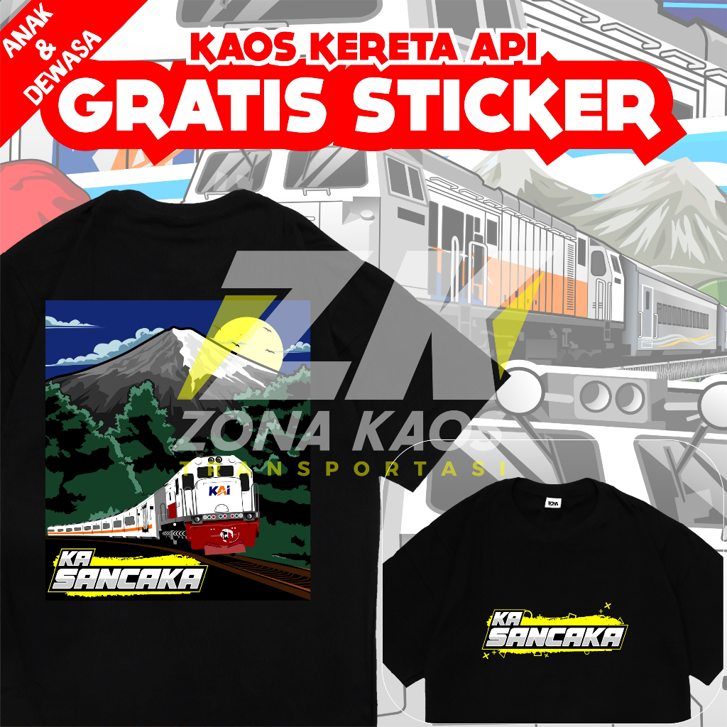 Jual ( FREE STIKER ) KAOS KERETA API KA SANCAKA ANAK DAN DEWASA BAJU ...