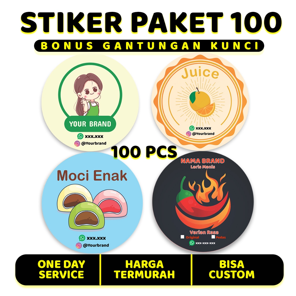 Jual STIKER PAKET 100PCS / STIKER LABEL / STIKER CUSTOM / STICKER LABEL ...