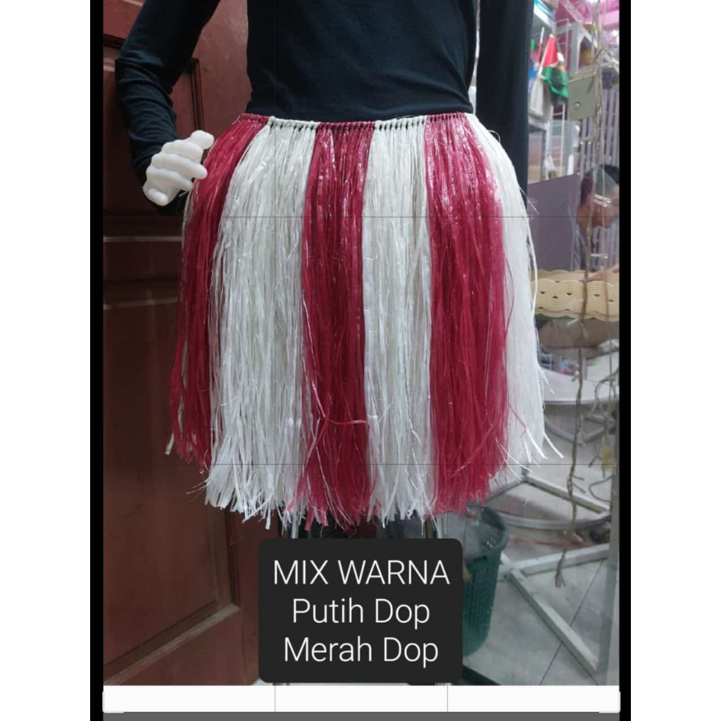 Jual Rok rumbai merah putih handmade tali rafia HUT RI | Shopee Indonesia