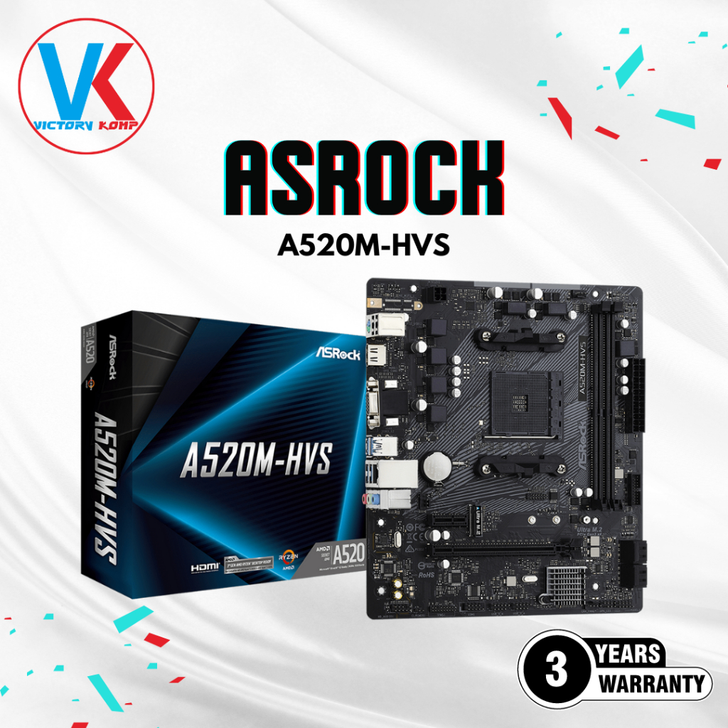 Jual Motherboard ASRock A520M-HVS AMD A520 AM4 DDR4 mATX A520M HVS ...
