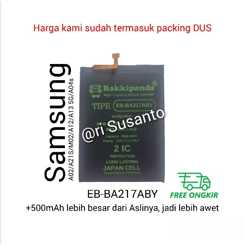 Jual Baterai Rakkipanda EB-BA217ABY for Samsung Galaxy A02 / A21S / M02 / A12 / A13 5G / A04s ...