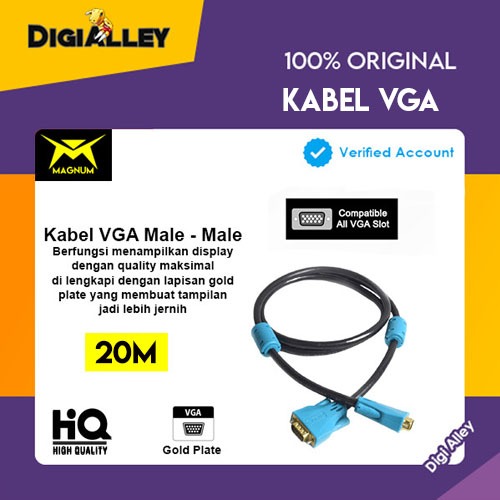 Jual Kabel VGA MM GOLD 20M HQ Male-Male with Ethernet Cable MAGNUM ...