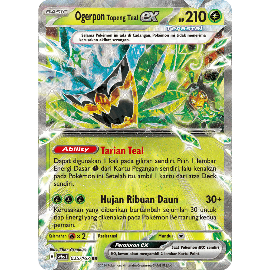 Jual POKEMON TCG INDONESIA OGERPON TOPENG TEAL EX HOLOGRAM SV6S 025/167 | Shopee Indonesia