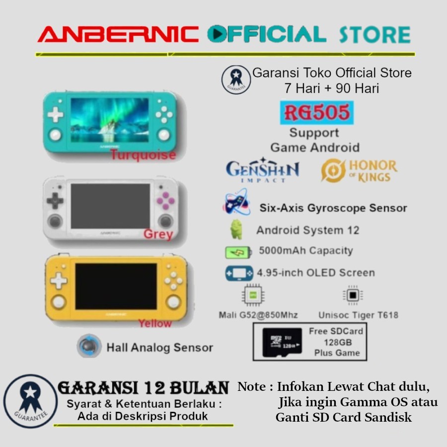 Jual ANBERNIC RG505 Handheld Retro Game Video Game Console Android ...