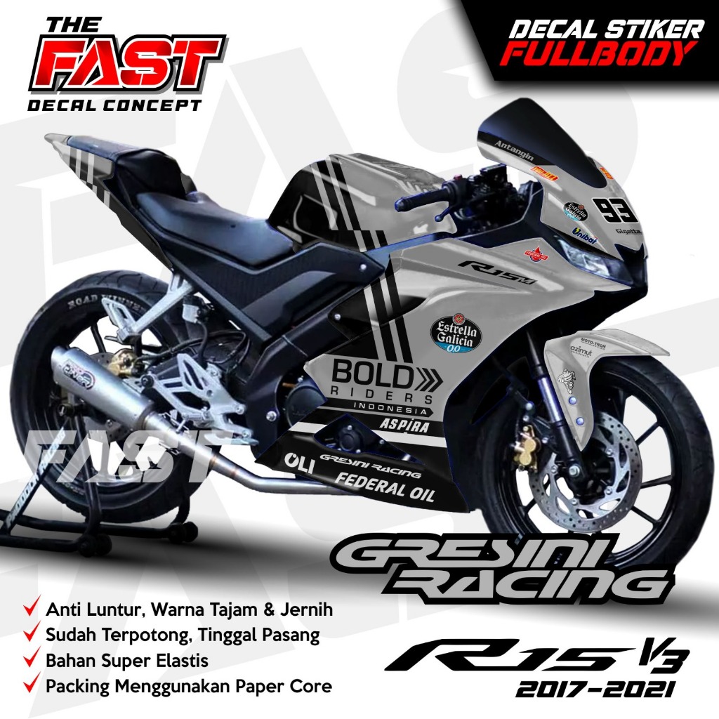 Jual Decal Stiker R15 V3 Full Body Racing Simpel Keren Sticker Striping ...