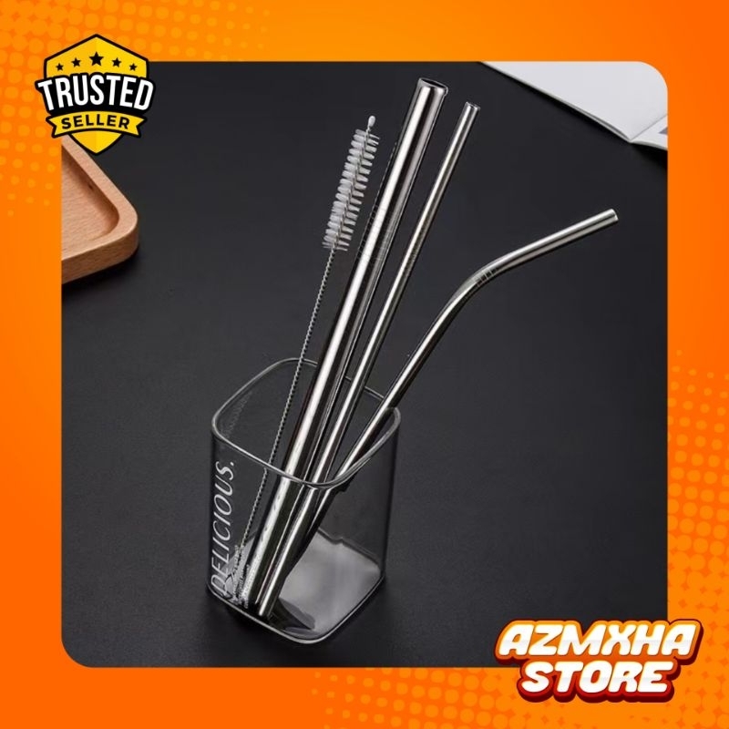 Jual [azmxha store] Sedotan Stainless Set Premium 5 in 1 / Sedotan ...
