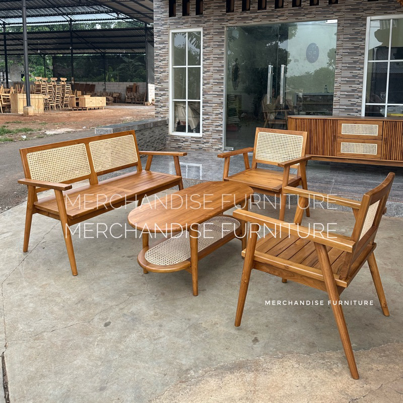 Jual TERBARU !!! Satu Set Kursi Tamu Jati Retro Scandinavian Minimalis ...