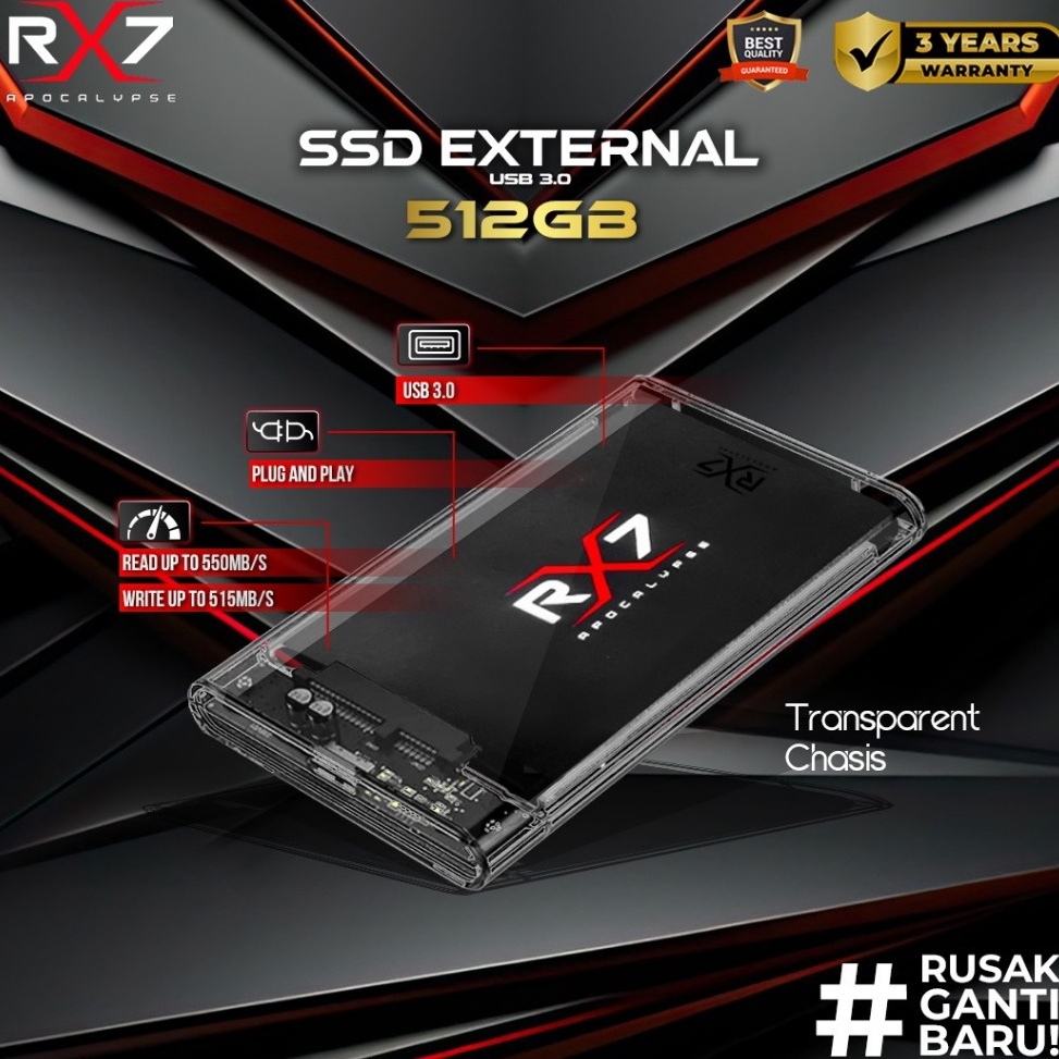 Jual Harga TERMURAAH SSD EXTERNAL PORTABLE ENCLOSURE 512GB RX7 USB 3 ...