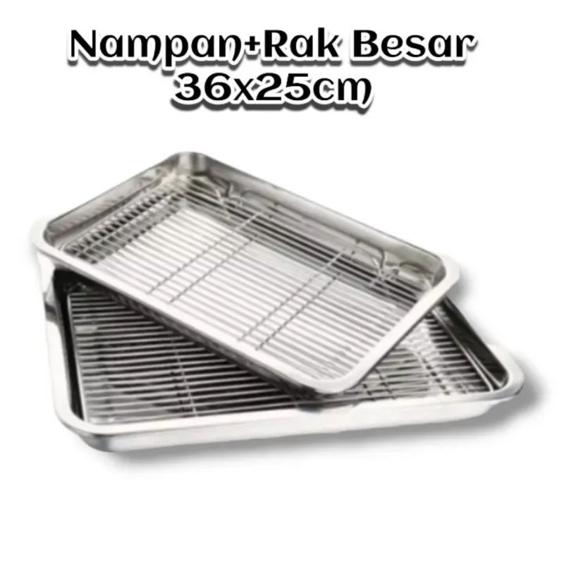 Jual Cooling Rack Dan Nampan Wadah Minyak gorengan Alat Peniris Makanan ...