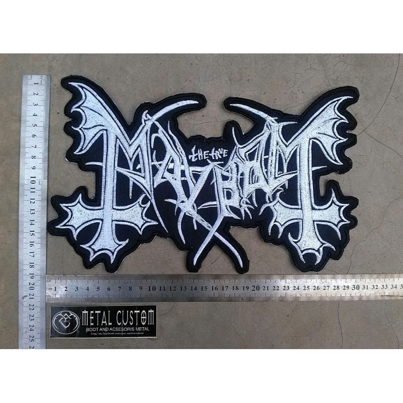 Jual Backpatch Black Metal Mayhem The True / Bordir Band Metal / Bordir Besar Black Metal ...