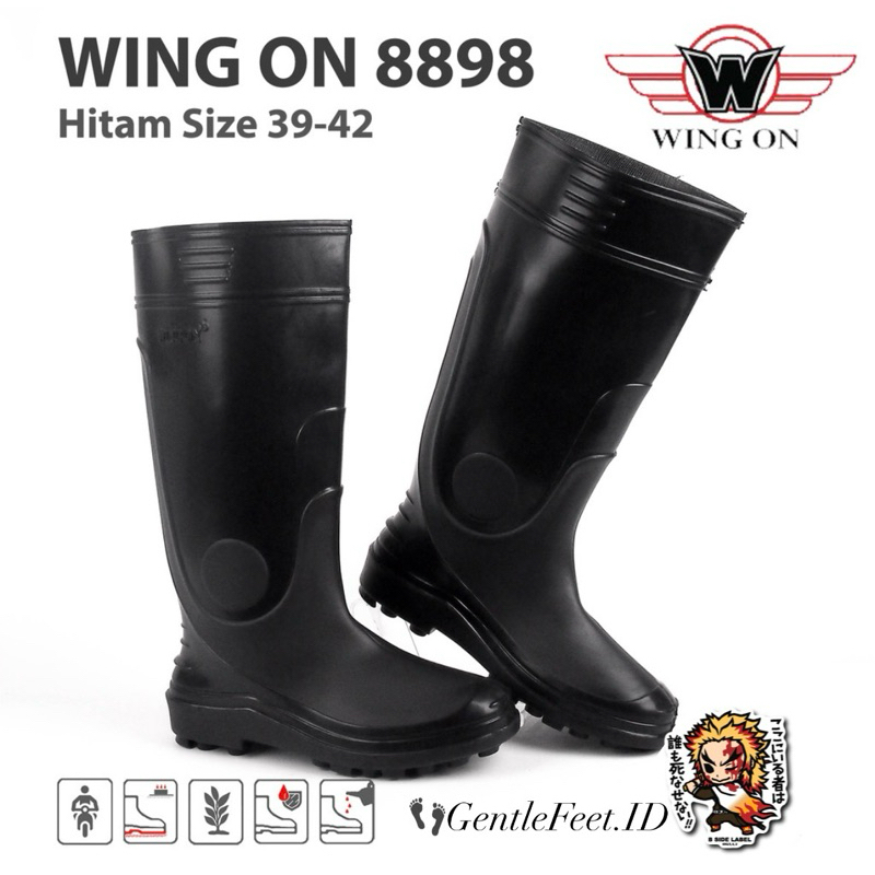 Jual Sepatu Boot Tinggi Wing On 8898 Hitam Perikanan Perairan Pabrik ...