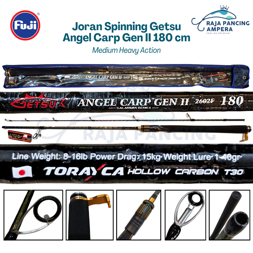 Jual Joran Spinning Getsu Angel Carp II Blank TorayCA T30 Sambung 2 602F 8-16 lbs | Stik Pancing ...