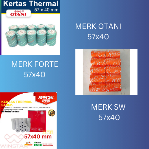 Jual (Pack) Kertas Thermal Merk Forte, Merk Otani, Merk SW Kertas Roll ...