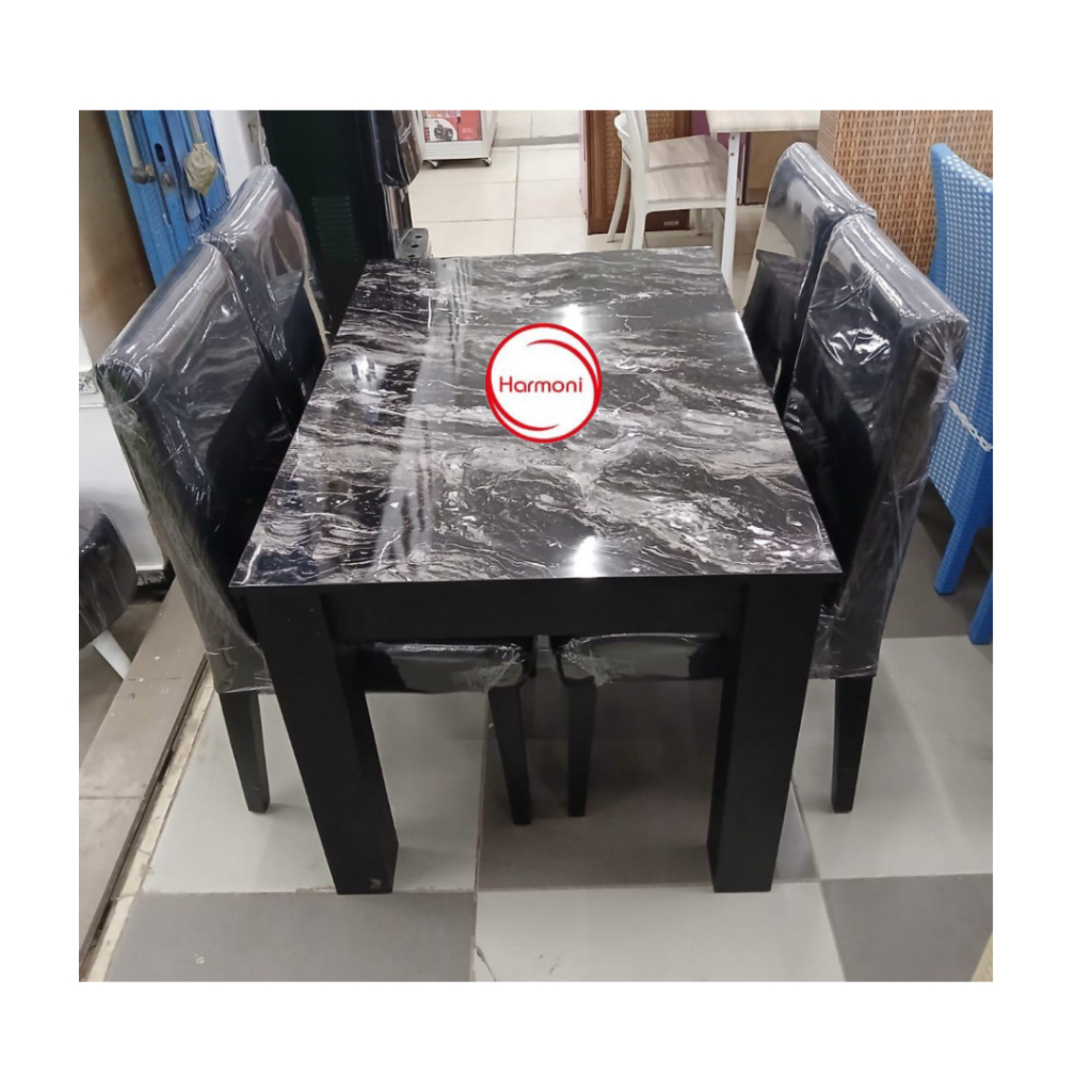 Jual MEJA MAKAN HPL 4 KURSI MARMER MEJA MAKAN KAYU HPL 4 KURSI MARMER ...