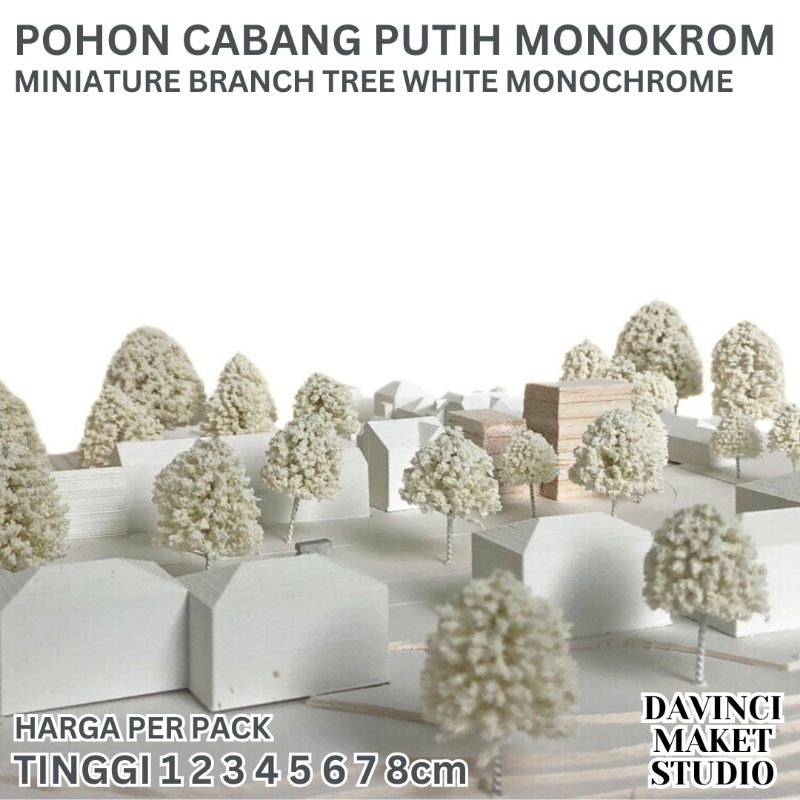 Jual (PtPACK) Miniatur Pohon Cabang Teduh Monokrom Putih Maket Diorama ...