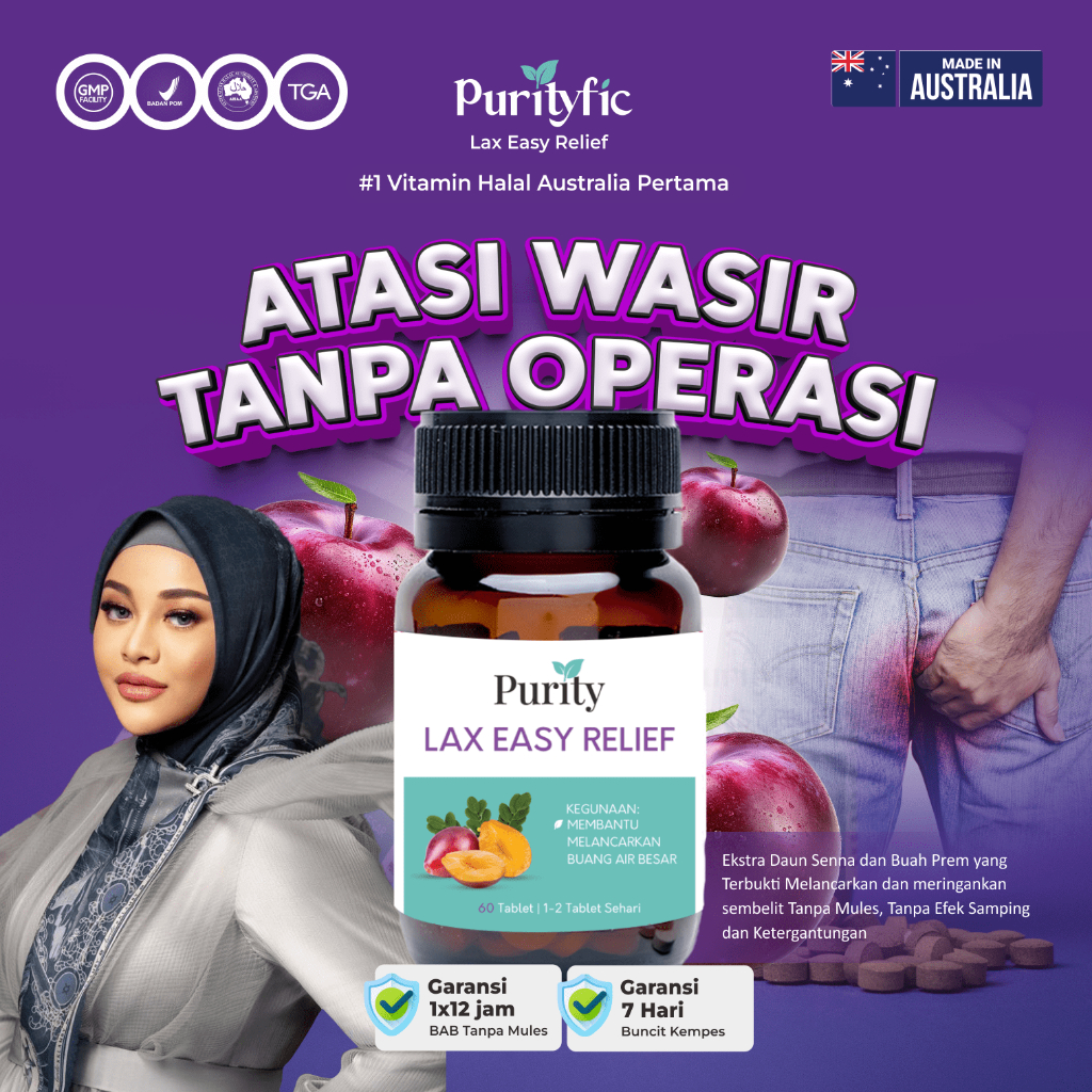 Jual (Official) Purityfic Lax Easy Relief #1 Vitamin Halal Australia 60 ...