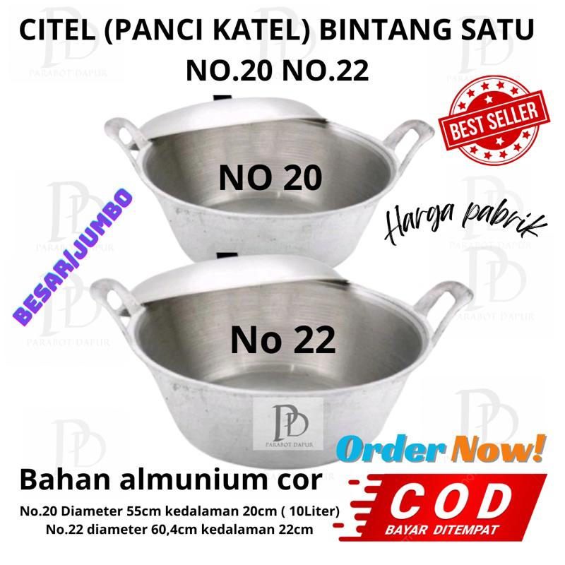 Jual Panci Katel Besar Jumbo Almunium No.20.22 Cap Bintang Satu ...