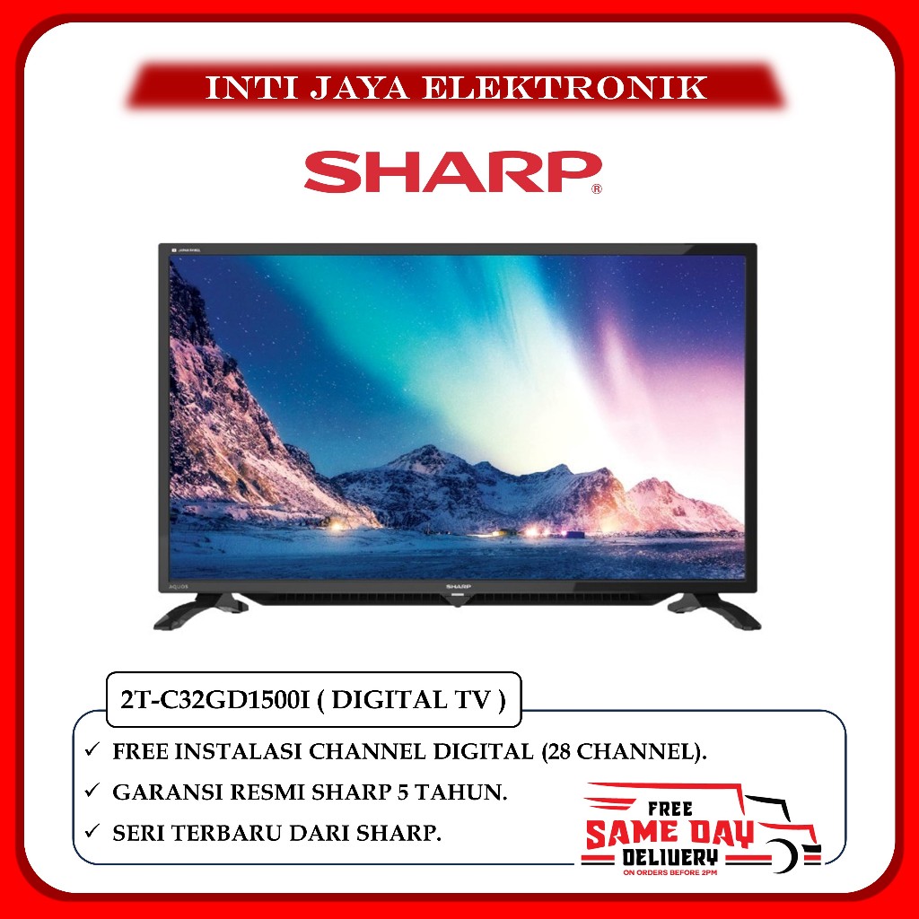 Jual TV SHARP 32 INCH DIGITAL TV LED 2T-C32GD1500I 32INCH GARANSI 5 TAHUN 32GD 32DC 32DD ...