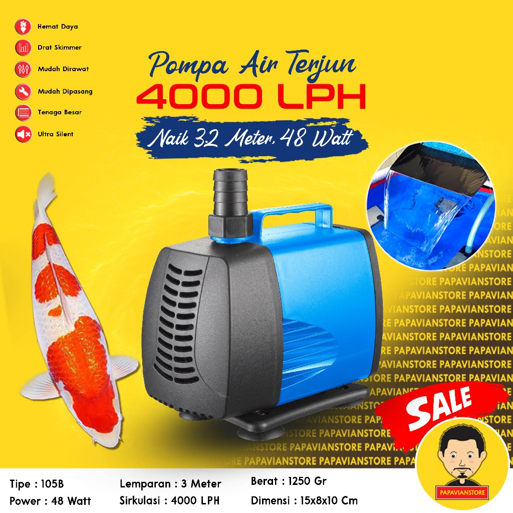 Jual Pompa Kolam Ikan Koi - Mesin Air Terjun Celup Low Watt Submersible ...