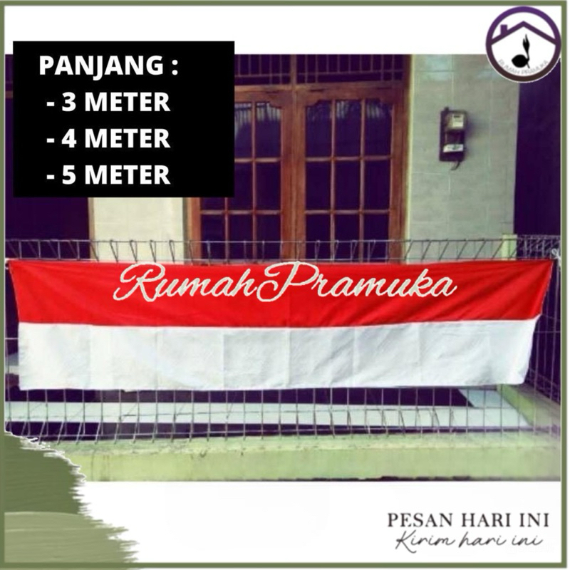 Jual Bendera Merah Putih Panjang Lurus Bendera Indonesia Panjang 3 Meter 4 dan 5 M / Resplang ...