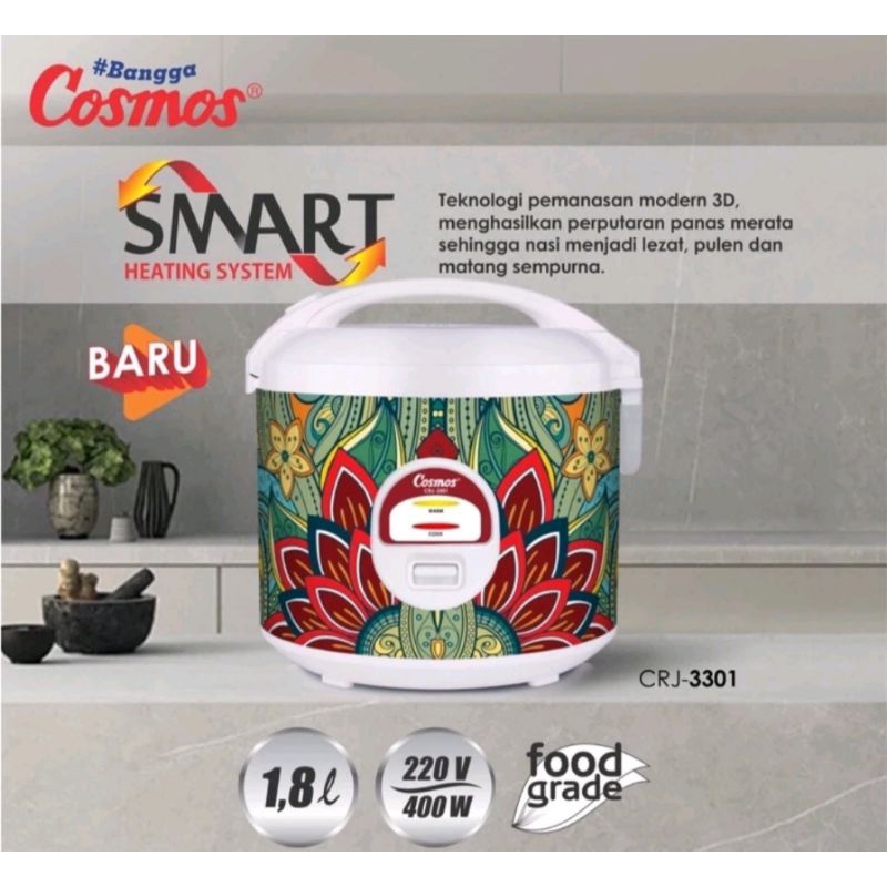 Jual Rice Cooker Magic Com Cosmos CRJ-3301 Ukuran Kapasitas 1,8 Liter ...