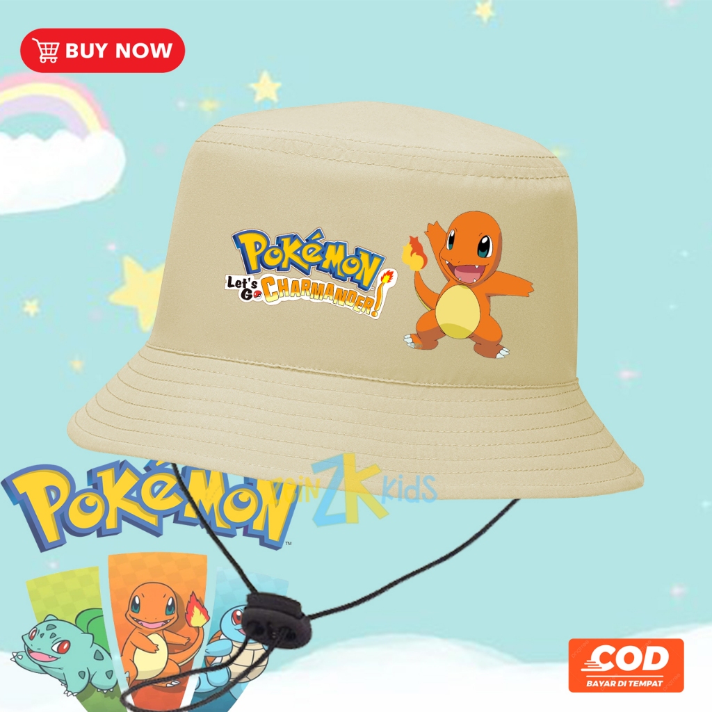 Jual Bucket Hat Anak Pokemon Charmander / Topi Anak Pokemon Charmander ...