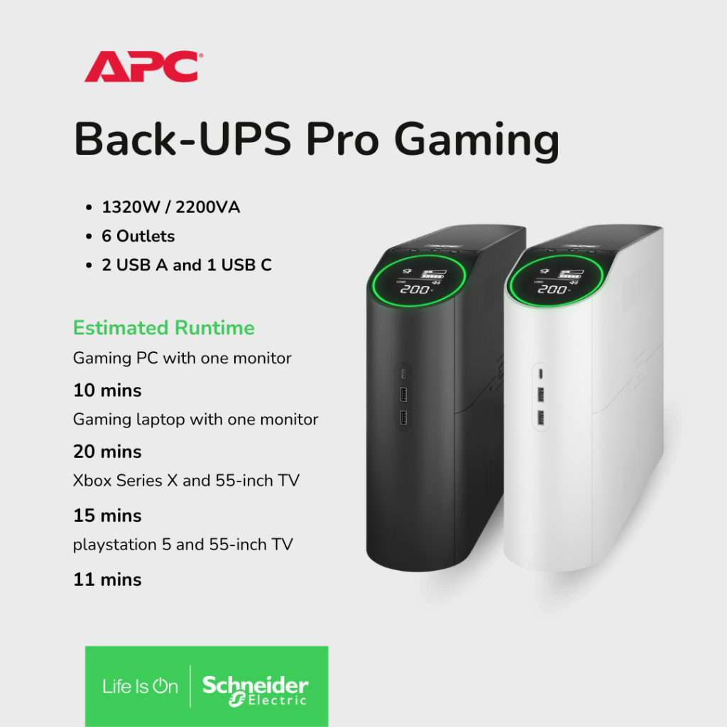 Jual UPS APC Back-UPS Pro Gaming Sinewave Hitam Putih BGM2200-MSX ...