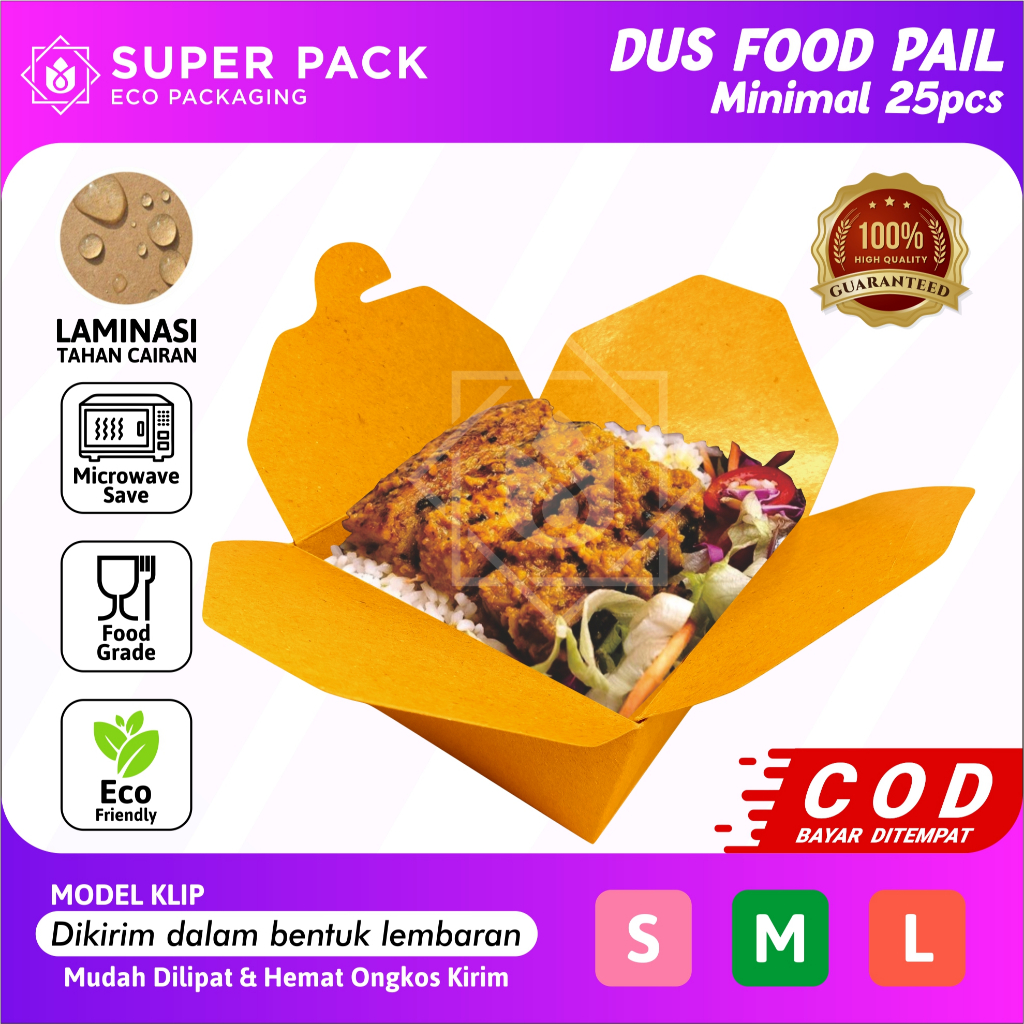 Jual Food Pail Rice Box 290gsm Paper Lunch Box Kertas Dus Makanan ...