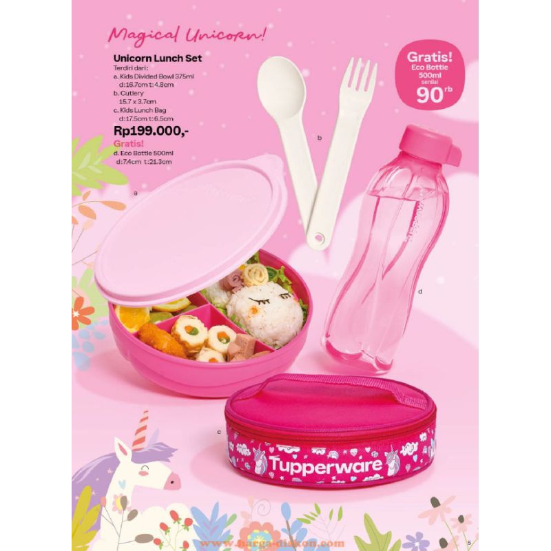 Jual unicorn lunch set pink tupperware/ set bekal anak | Shopee Indonesia