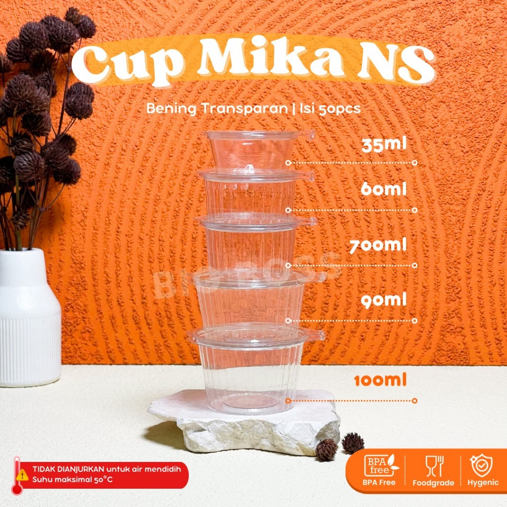 Jual [50PCS] Cup NS Mika Pudding Jelly Sauce 25ml 35ml 60ml 70ml 90ml 100ml Tutup Sambung / Cup ...