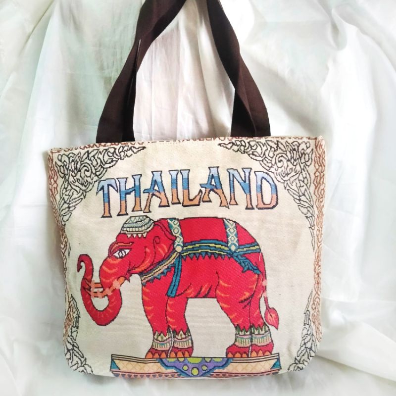 Jual tas Thailand Tote bag wanita motif gajah dan owl | Shopee Indonesia