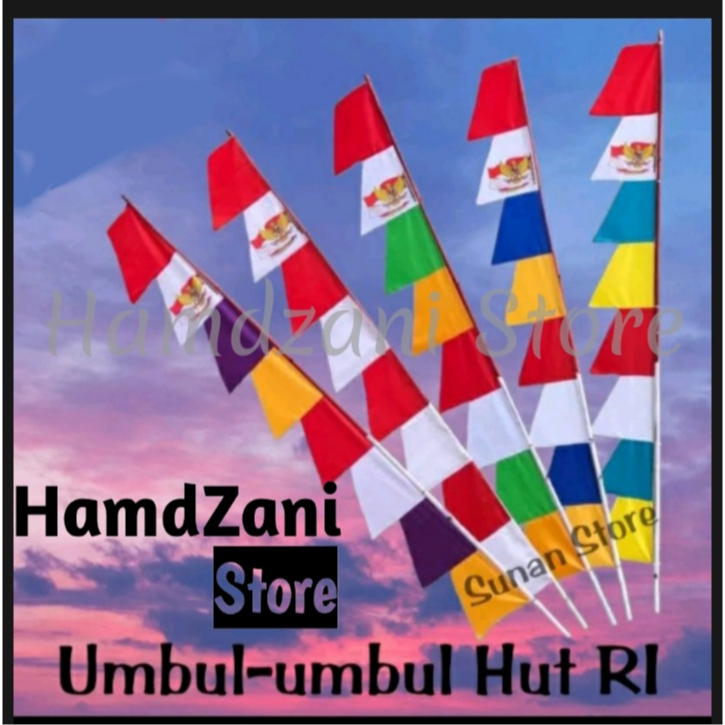 Jual Bendera Umbul Zig Zag Gergaji 6 Mata Daun _ Merah Putih & Warna Warni | Shopee Indonesia