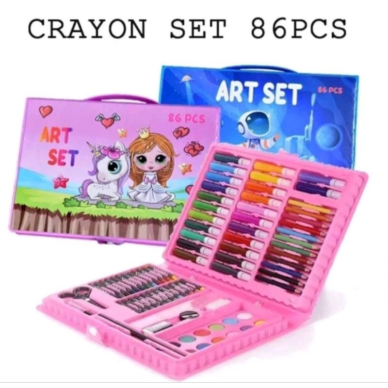 Jual Crayon Set Koper isi 86 pcs Untuk Mewarnai / Kado Anak Lengkap ...