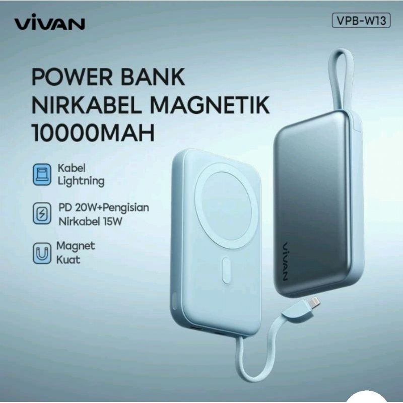 Jual VIVAN Power Bank VPB-W13 Powerbank Wireless Magnetic 10000mah ...