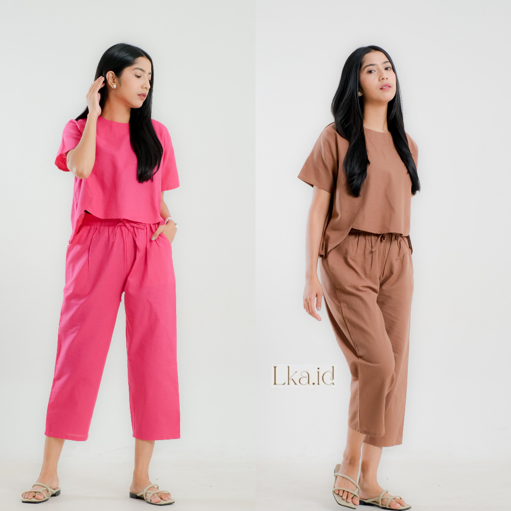Jual Luna Set Setelan Wanita Kekinian One Set Santai Terbaru Setelan Linen Wanita Dewasa ...