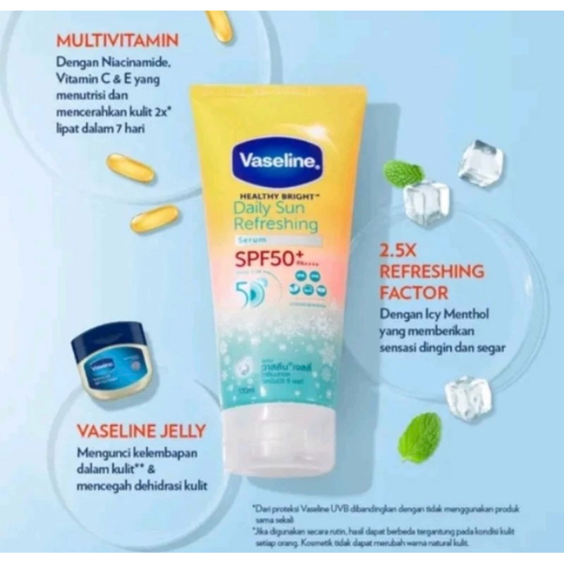Jual Vaseline SPF 50 Daily Refreshing Sunscreen 170ml - Serum Perlindungan UV A / UV B Vaseline ...