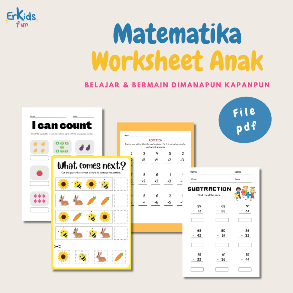 Jual Printable Worksheet Matematika untuk Anak PAUD/TK dan SD ...