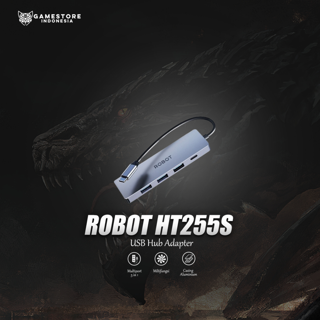 Jual ROBOT USB Hub HT255S Multiport 5 in1 USB C Adapter | Shopee Indonesia