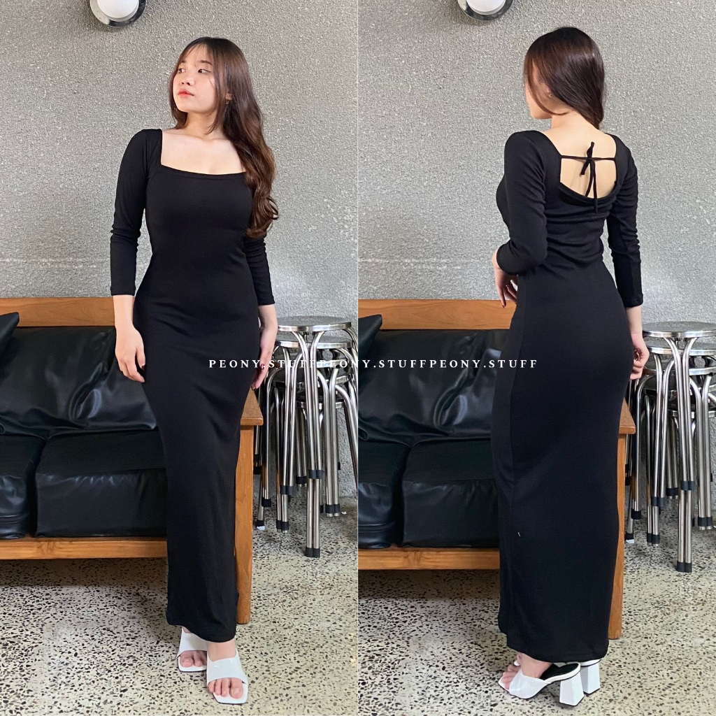 Jual Pamela Long Dress Knit Premium Hijab Friendly Bodycon Bodysuit ...