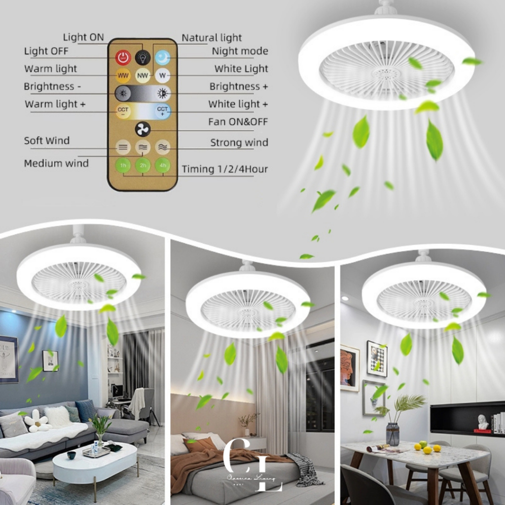 Jual [CLM] Lampu kipas Angin AC 50 Watt lampu Plafon Remote control LED ...