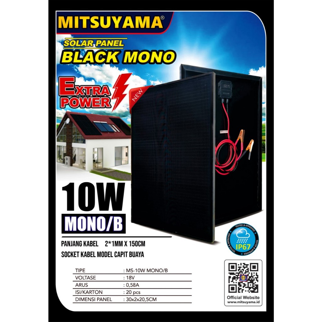 Jual Solar Panel Full Black Monocrysstalline Mitsuyama 10-250Watt Mono ...