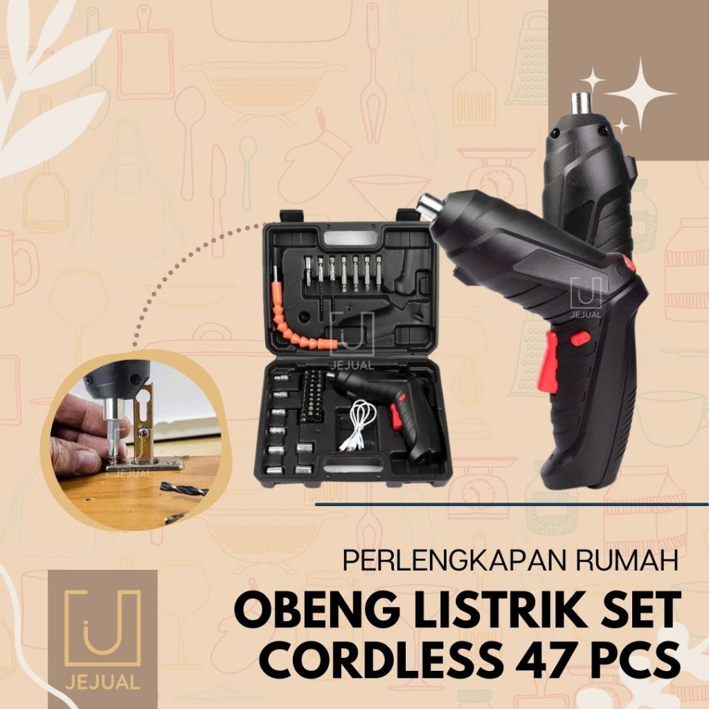 Jual Obeng Listrik Cordless Set 47 pcs Screwdriver Mesin Obeng/bor ...