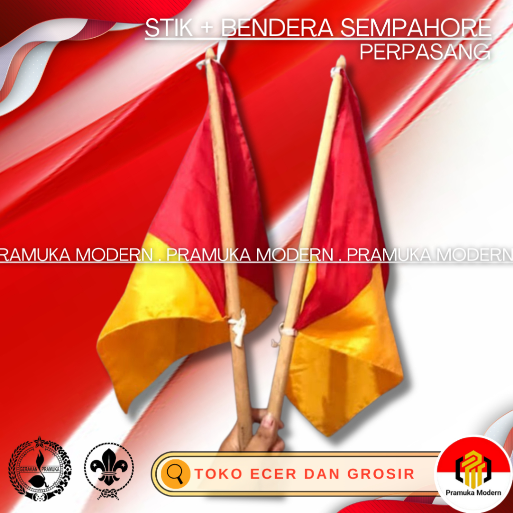 Jual sepasang stik semaphore 60 cm dan sepasang bendera semaphore ...