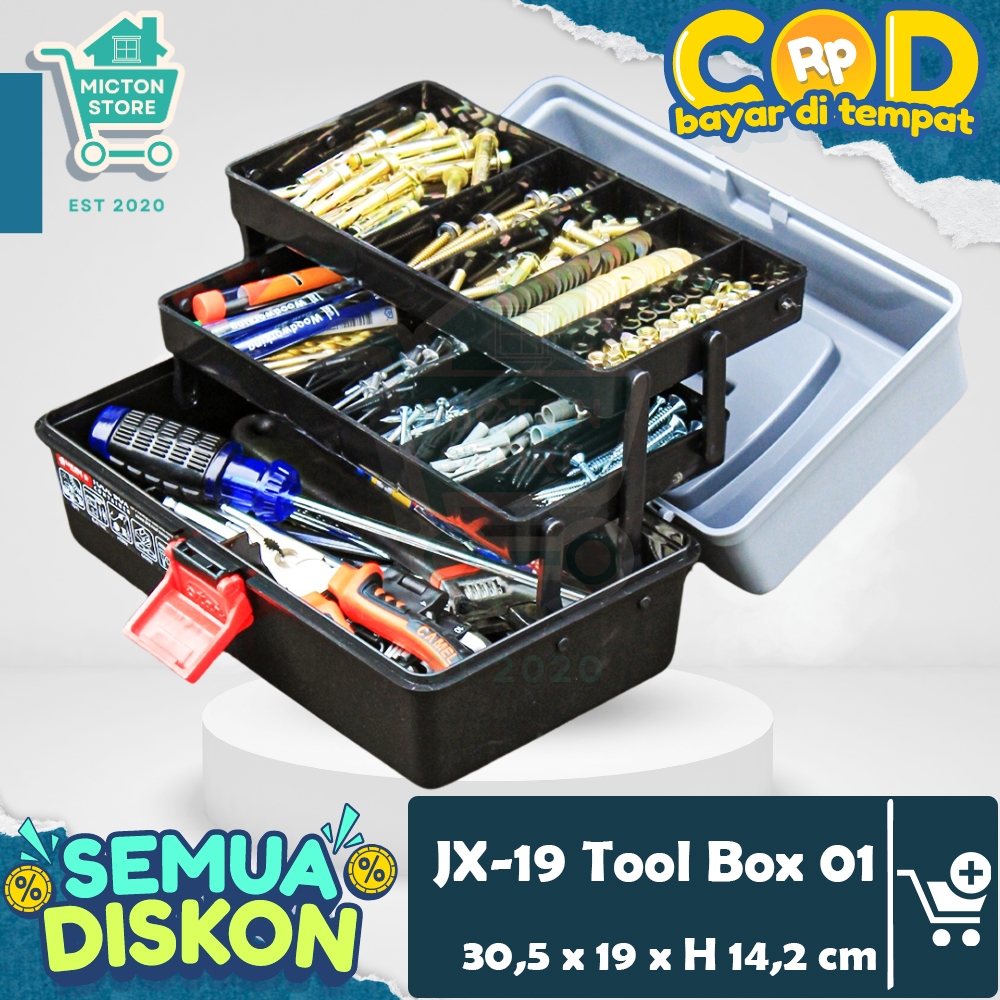Jual MICTON Lion Star JX-19 Tool Box 01 Kotak Perkakas Bertingkat Box ...